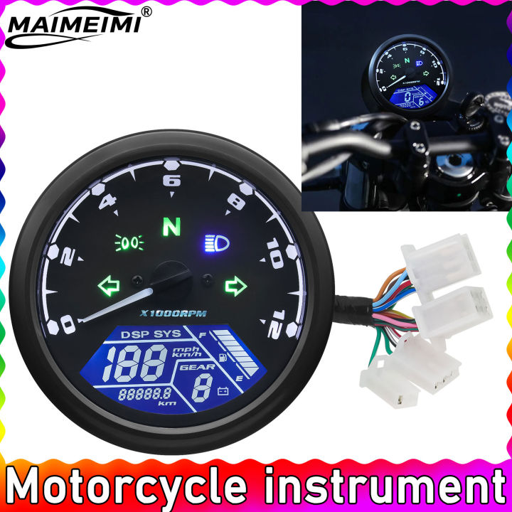 New Universal Motorcycle 12000RMP LCD Speedometer Odometer Tachometer 1 ...