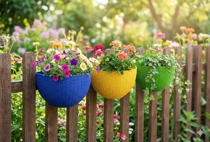 Premium Dewari Hanging Pots – Colorful Wall Mounted Flower Pots for ...