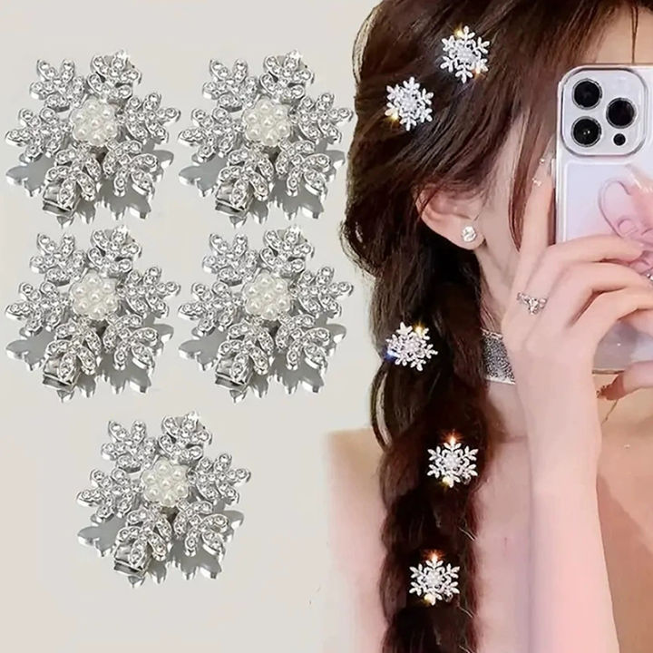 4 Pcs Sliver Snowflake Hair Clip Women Girls Sweet Head Side BB Clip ...