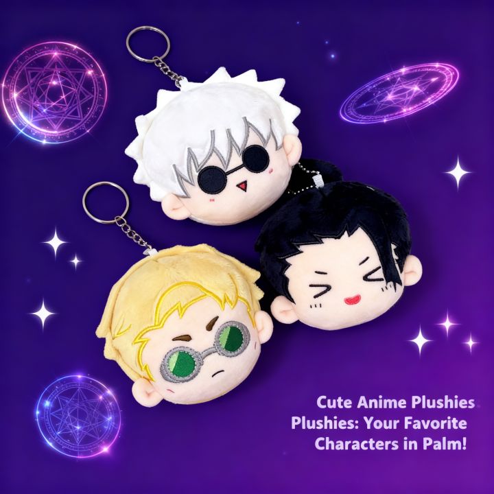 Anime Jujutsu Kaisen Plush Toy Figure Cute Gojo Satoru Head Keychain ...