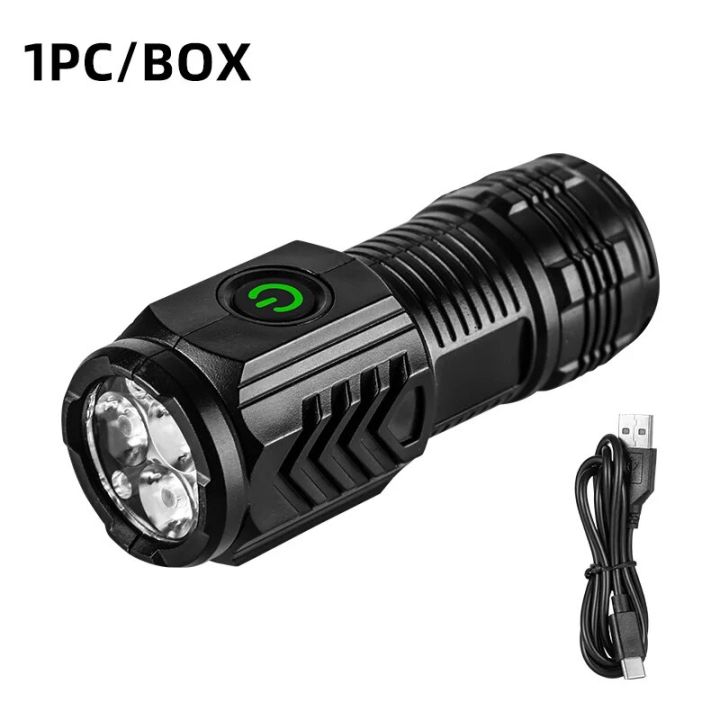 New Ultra Powerful Flashlight 3 Core LED Mini Tactical Flashlight USB ...