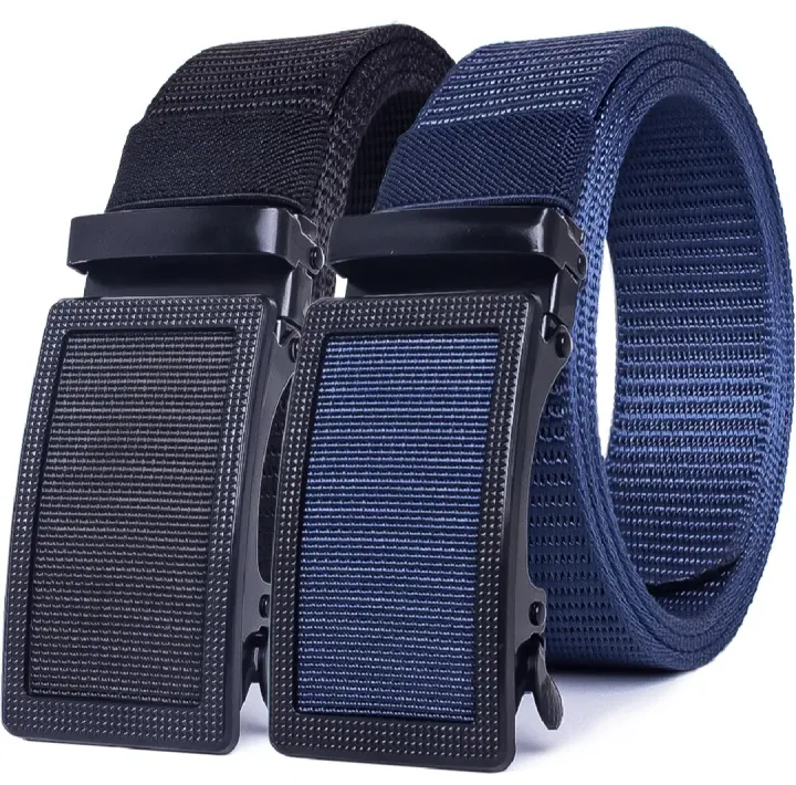 Pack of 2 Men Belt Nylon Breathable Belts For Men Automatic Buckle ...