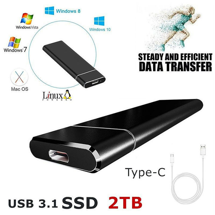 2TB Solid State Drive HDD Portable External Hard Drive High Speed ...
