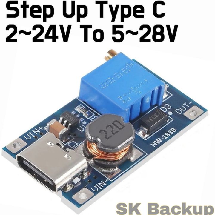 DC-DC Step Up Boost Converter Module With USB Type C input -1A Max ...