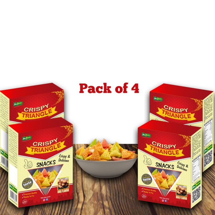 Pack of 4 snacks, 3D Triangle Crispy and crunchy Snacks, mix color ...