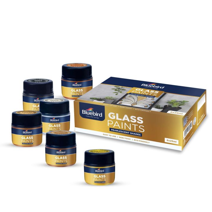 Blue Bird Glass Paint Set Of 6 - Pearlcent Shades | Daraz.pk