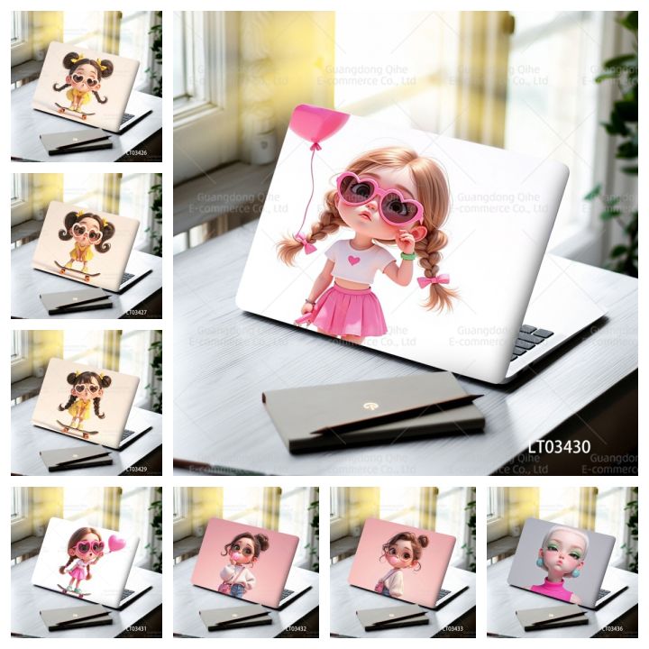 2 Pieces/pack Aesthetic Pink Cartoon Character Laptop Wrap Removable ...