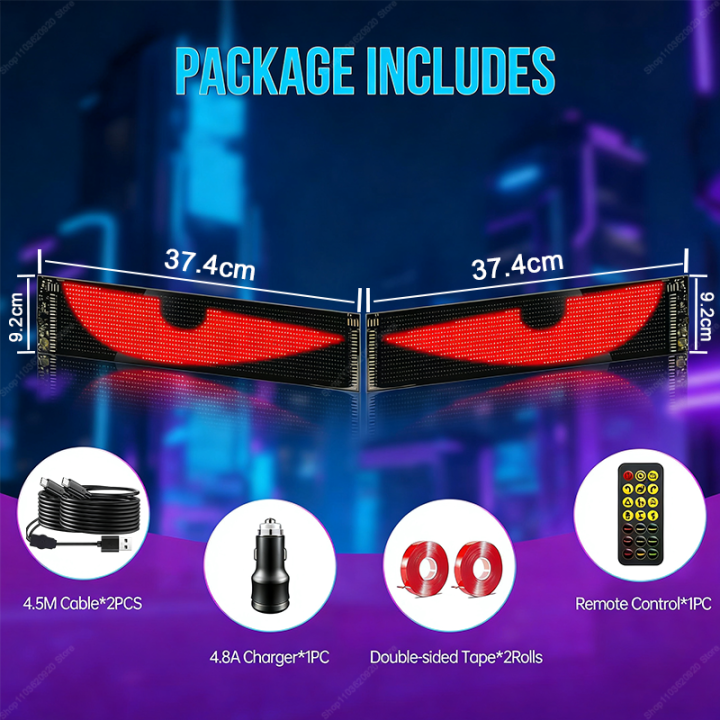 USB LED Devil Eye Dynamic Windshield Display for Cars Truck Animated ...