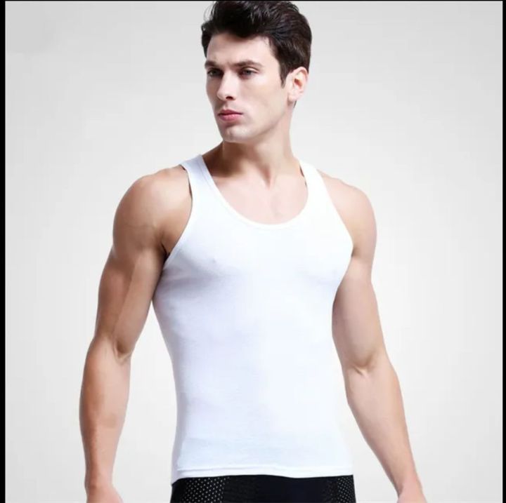 One Piece High Quality Men's Cotton white Sleeveless Vest Banyan ...