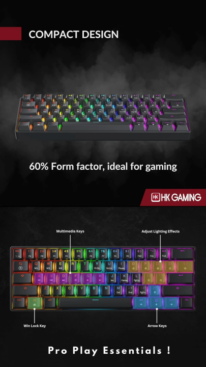 HK GAMING GK61 Mechanical Gaming Keyboard - 61 Keys Multi Color RGB ...