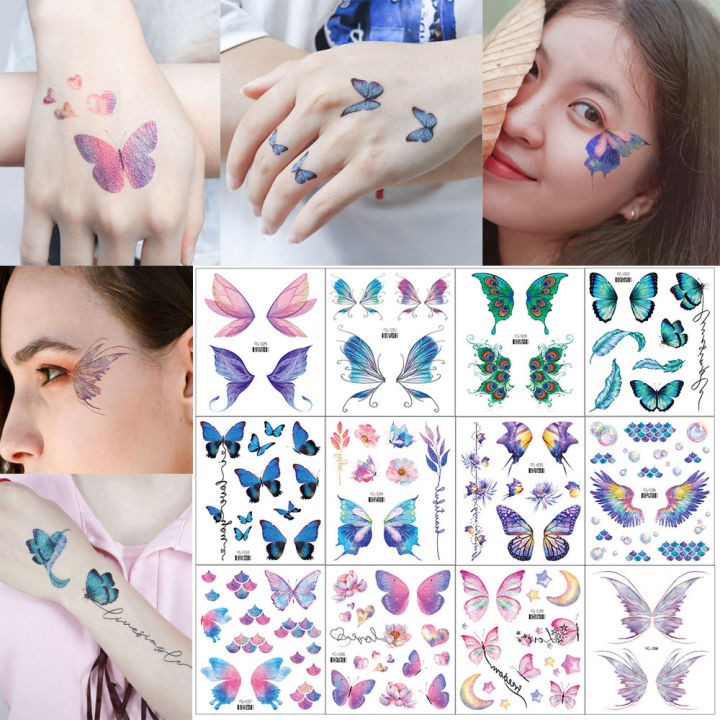 1 Sheet Flash Butterfly Temporary Tattoo Sticker for Eye Face Makeup ...