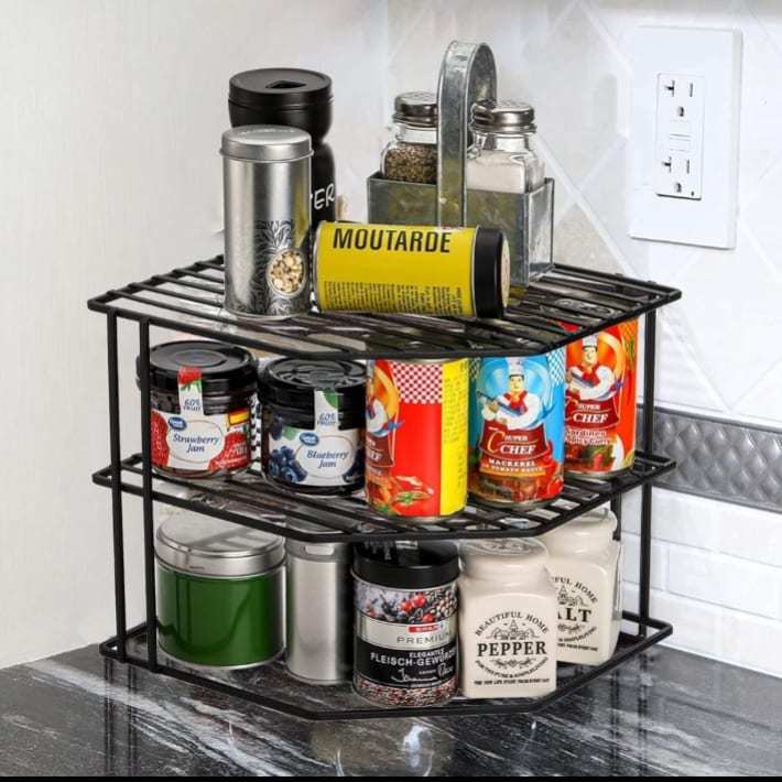 3-Tier Kitchen Corner Shelf Rack, Metal Wire, Rust-Resistant, 9 x 8 ...