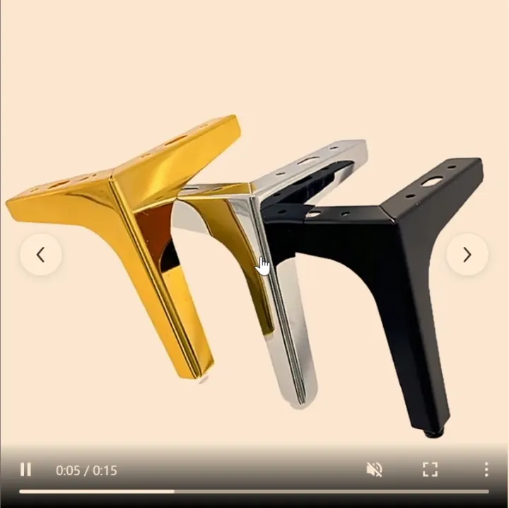 Heavy-Duty -Shaped Gold Metal Furniture Leg – Modern Cabinet, Sofa ...