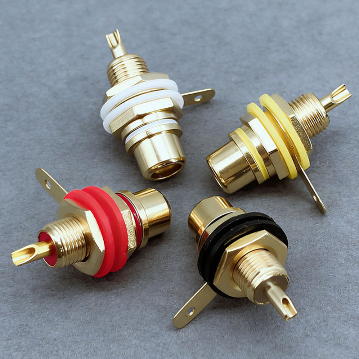 Pure Copper Gold-Plated RCA Plug Socket for Front Speaker Amplifier AV ...