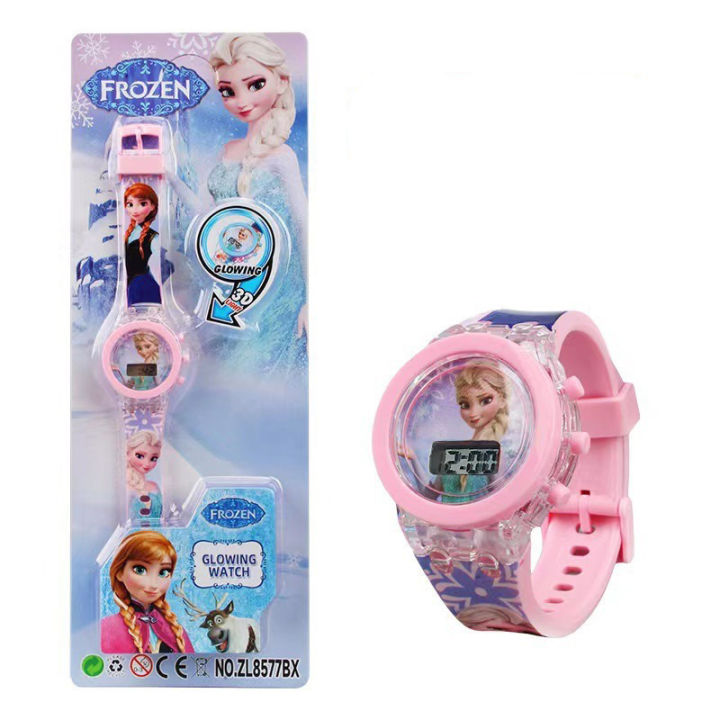 Flash Glow Up Light Frozen Elsa Children Watches for Girls Digital ...