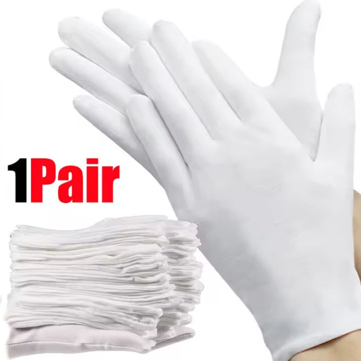 1pair White Cotton Gloves Men Formal Tuxedo Uniform Gloves Honor Guard ...