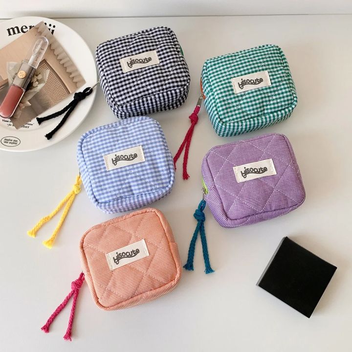 Korean Version Simple Square Grid Coin Purse for Girls Portable ...