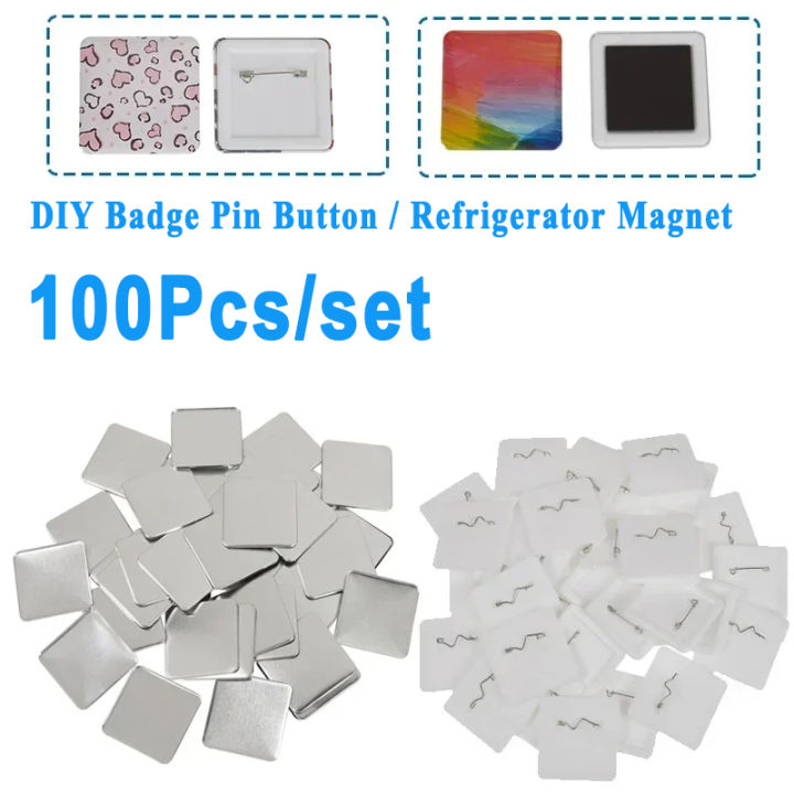 100pcs Badge Button Maker Machine Materials Part 50*50mm Square Metal ...