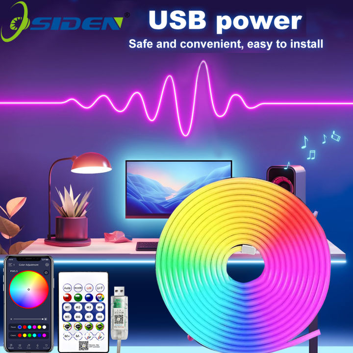 DC5V RGBIC LED Neon Strip Light USB Power 1M 2M 3M 5M Waterproof Strip ...