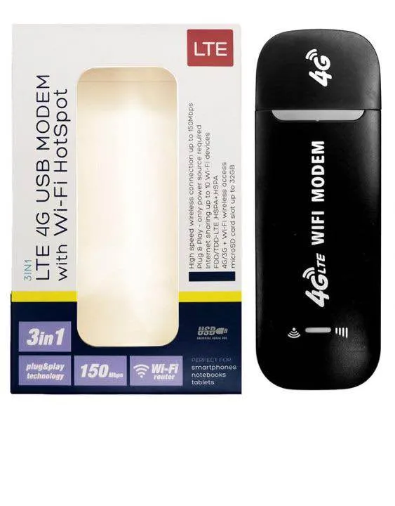 Mobile Hotspot 4G LTE WiFi Router Wingle BLACK 150Mbps Modem Stick Mini USB Dongle Adapter ...