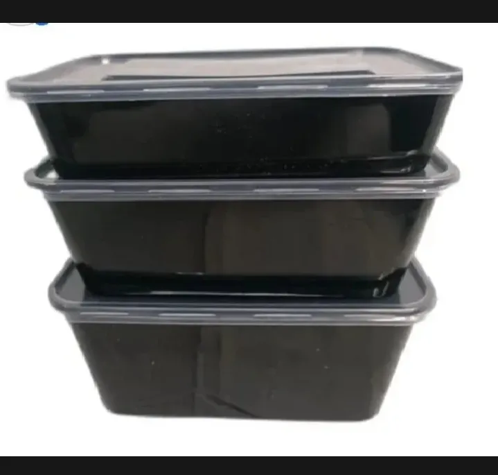 pack of 10 Black Food Container Disposable Boxes rectangular 1000ML ...