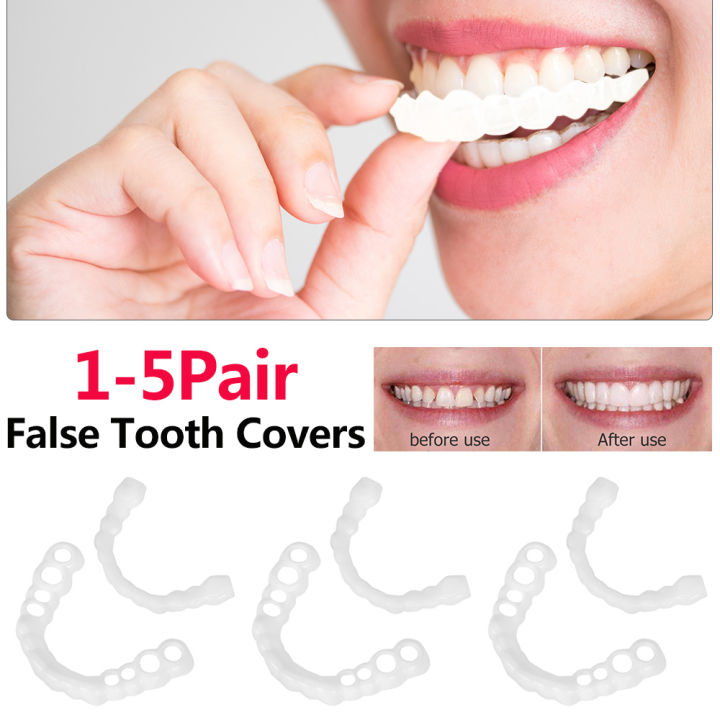 1-5Pair Silicone Cosmetic Teeth Cover Dental Care Veneers Teeth Upper ...