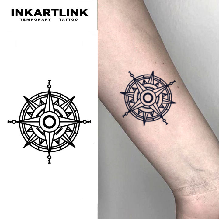 Compass temporary tattoo sticker, waterproof magic tattoo, lasts to 15 ...