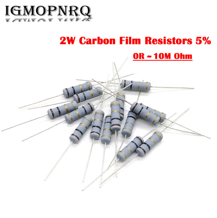 20PCS 2W Carbon Film Resistors 5% 1R-10M 10R 15R 47R 100R 220R 1K 5K 10K 4K7 100K 560K 200K 1M ...