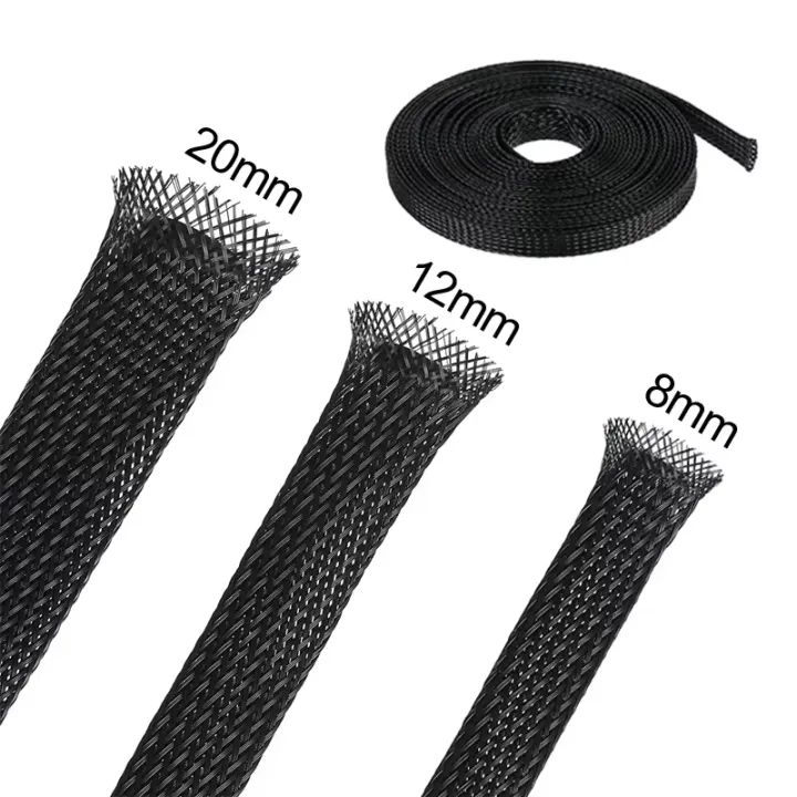 10M Black Insulated Braid Sleeving 4 - 30mm Tight PET Wire Cable Gland ...