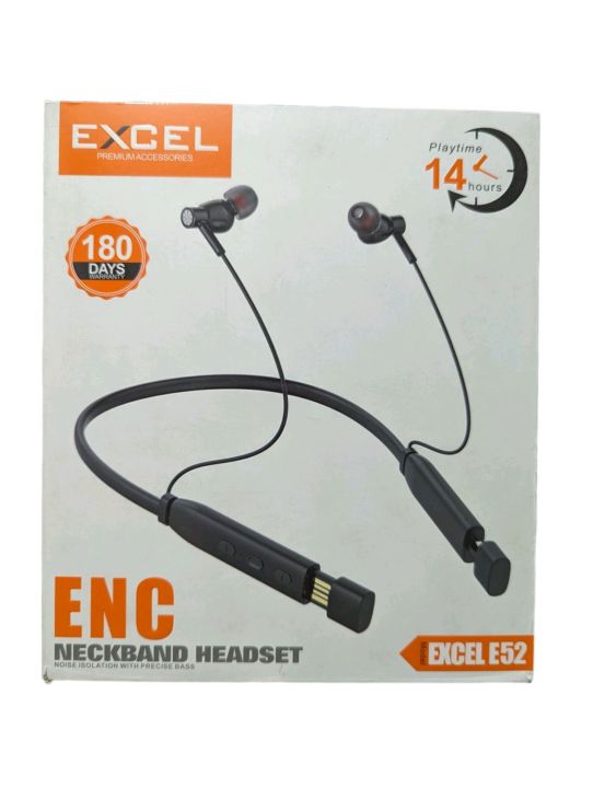 Excel E52 ENC Neckband Headset 14hrs Playtime with Fast charging ...