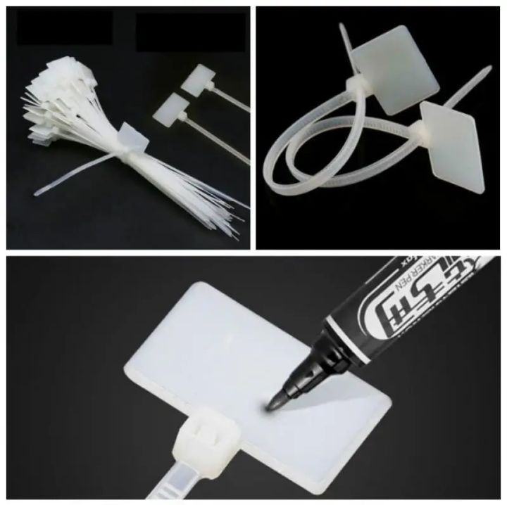 100 Pcs White Plastic Nylon Mark Tags Label Sticker Cable Zip Ties ...