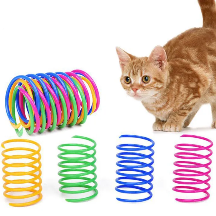 4/200Pcs Cat Spring Toy Cat Spiral Toys Interactive for Indoor Colorful ...