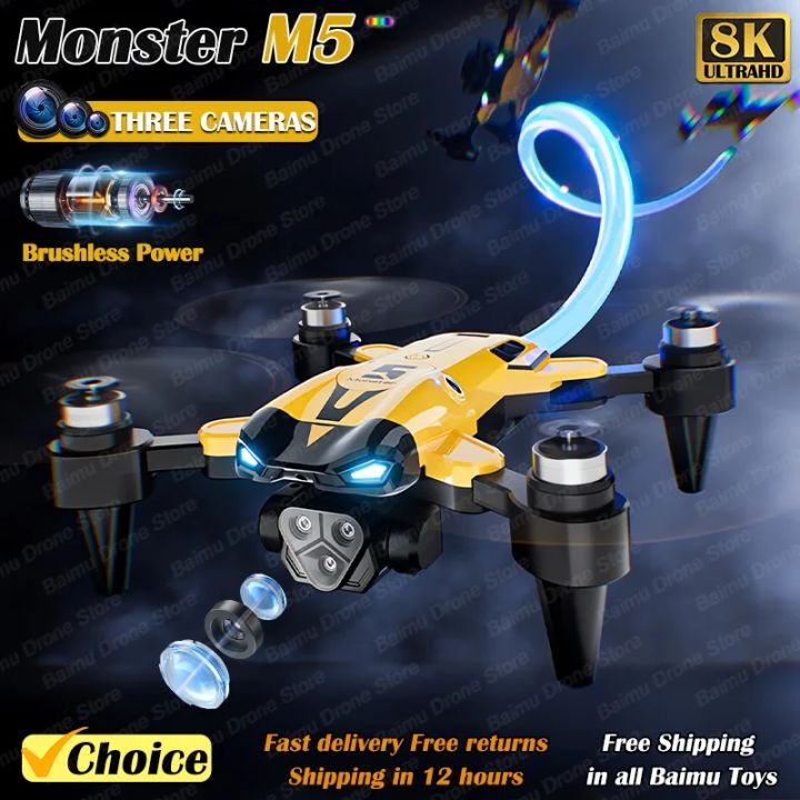 M5 Drone 8K Triple Camera, Optical Flow Positioning, Brushless Motors ...