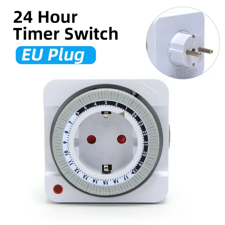 EU Plug 24 Hours Timer Switch Plug in Mechanical Grounded Programmable ...