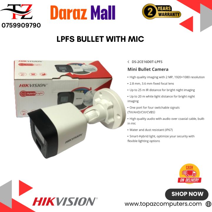 2MP Smart Hybrid Light Audio Fixed Mini Bullet Camera | Daraz.lk