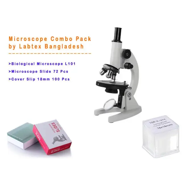 Microscope Combo Pack Including L101, Slide, Cover Glass | Daraz.com.bd