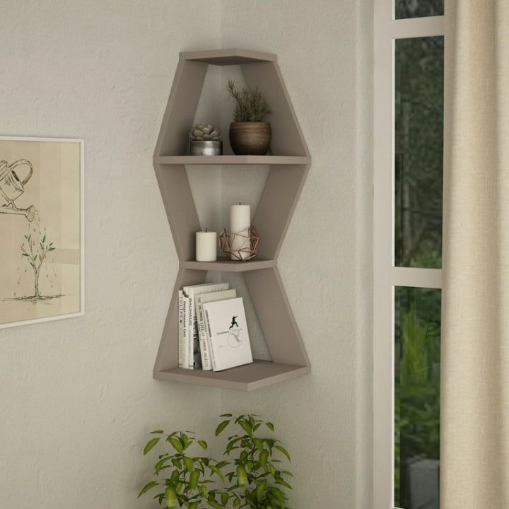 Corner Shelf new design Wooden stylish modern wall rack shelf hanger ...