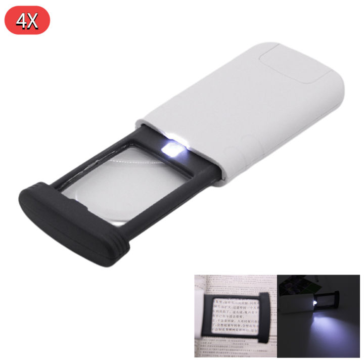 4X Magnifying Glass Lens Foldable Mini Pocket Handheld Microscope ...