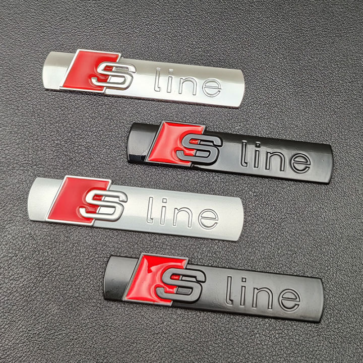 3D Metal Logo S Line Badge Decal Emblem Car Sticker For Audi Sline Q3 ...