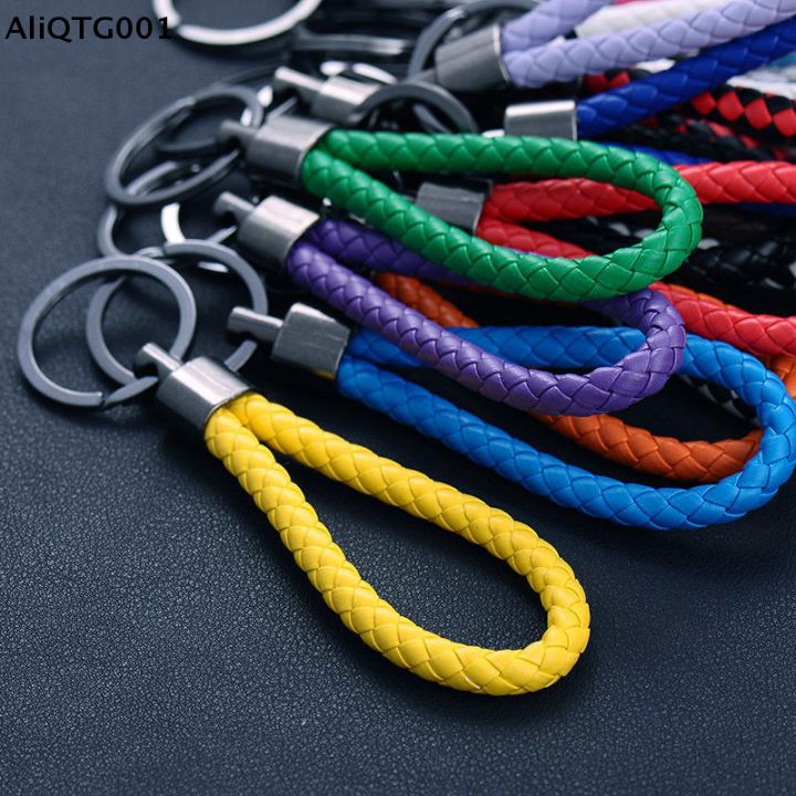 5Pcs/Pack Colorful Braided Leather Keychain Portable Keyring Organizer ...