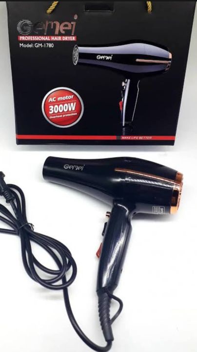 Gemei GM-1780, Professional Hair Dryer 3000 Watt With AC Motor | Daraz ...