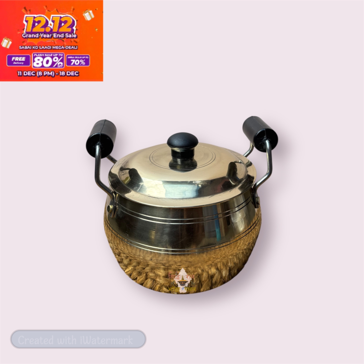 Brass Lato Cooker / Handi – 2 Liter Traditional Nepali Kasaudi-Style ...
