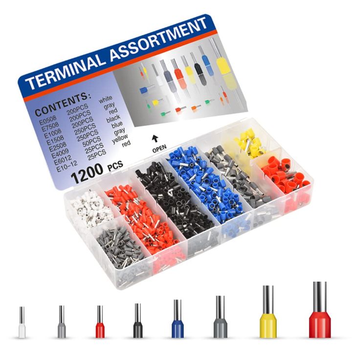 1200PCS 1900PCS Wire Ferrules Connectors Terminals Kit Assortment ...
