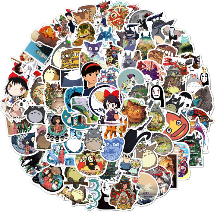 100Pcs Ghibli Hayao Miyazaki Stickers Cartoon Graffiti Decals Helmet ...