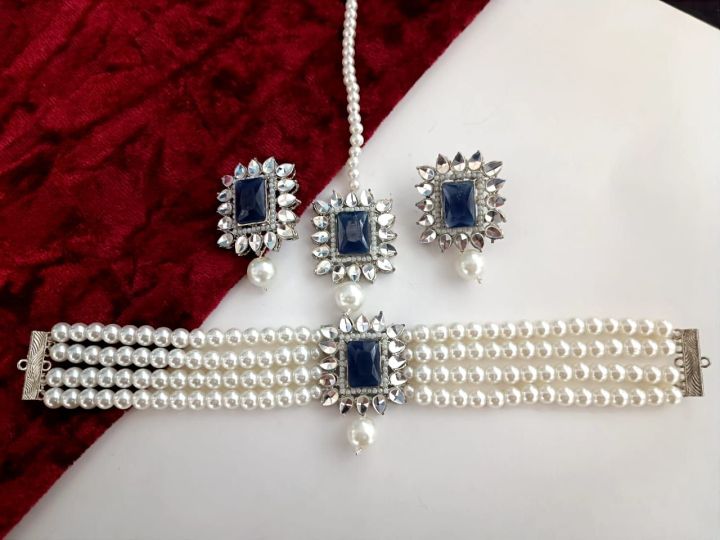 Fancy choker set with kundan stone in multi color | Daraz.pk