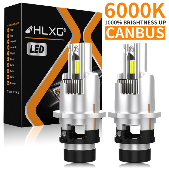 HLXG D2S D4S LED Headlight Canbus D1S D3S D2R D4R Xenon HID 6000K Plug ...