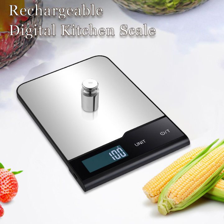 5kg/10kg/15kg Rechargeable Digital Kitchen Scale Stainless Steel Home ...