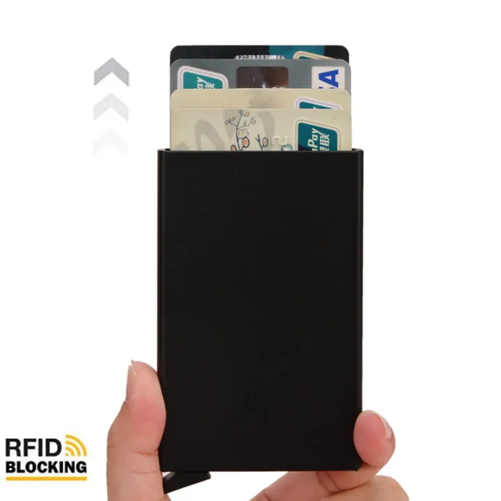 Rfid Smart Wallet Card Holder Metal Thin Slim Men Women Wallets Pop Up ...