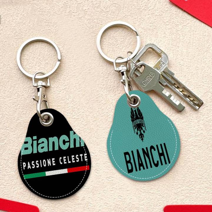 B-Bianchi Bike PU Card Holder Keychain Key Ring Door Lock Access Tags ...