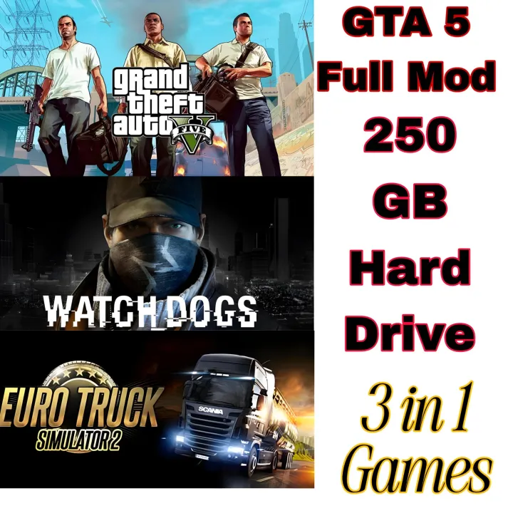 250GB Hard Drive with GTA 5 All Mod, Watch Dogs, Euro Truck Simulator 2 ...